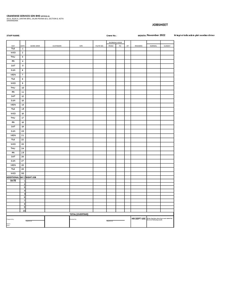 Yellow Ot Form | PDF