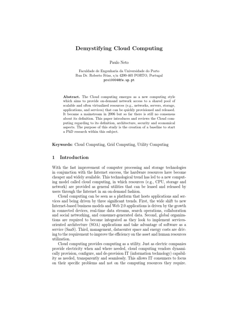 Demystifying Cloud Computing | PDF | Cloud Computing | Software As A ...