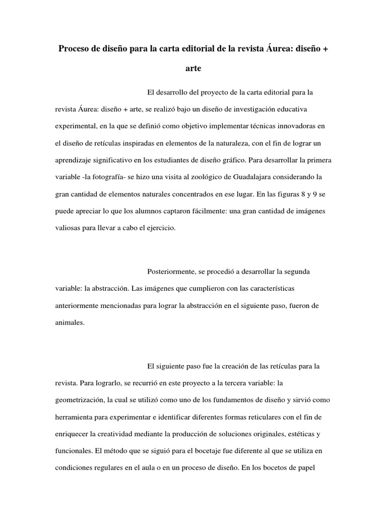 Proceso de Diseño para La Carta Editorial de La Revista Áurea | PDF ...
