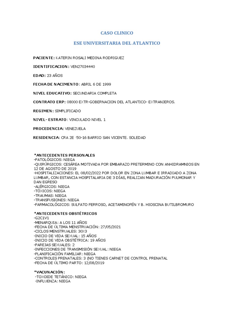 Caso Clinico Muerte Materna Ese Universitaria Del Atlantico Katerin ...