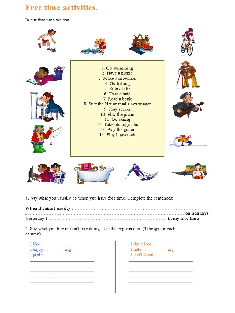 PRACTICE - Free Time-Activities | PDF | Hobbies