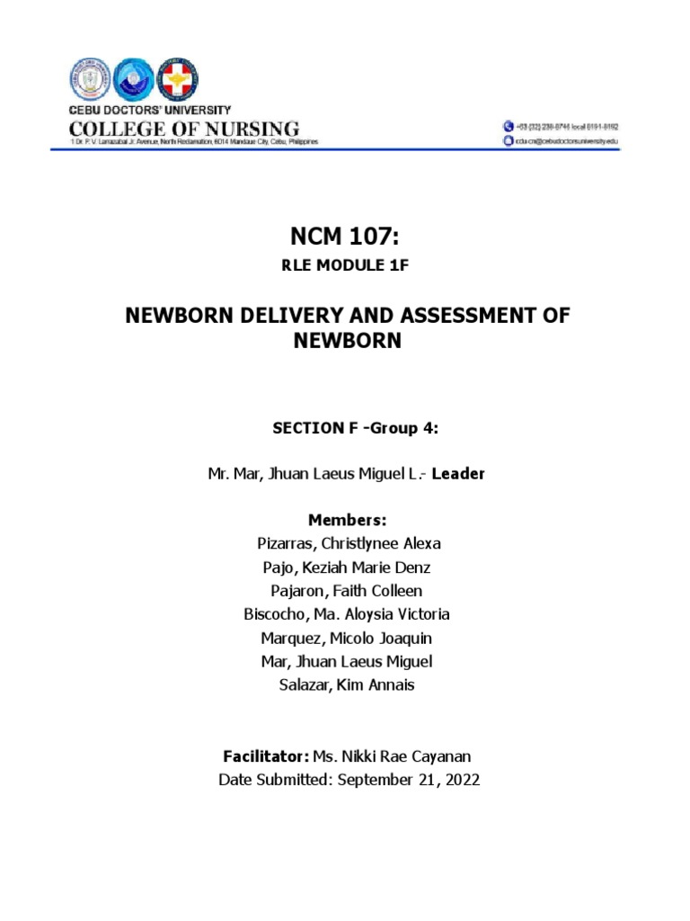 NCM 107 RLE 1F - Labor and Delivery | PDF | Childbirth | Pregnancy