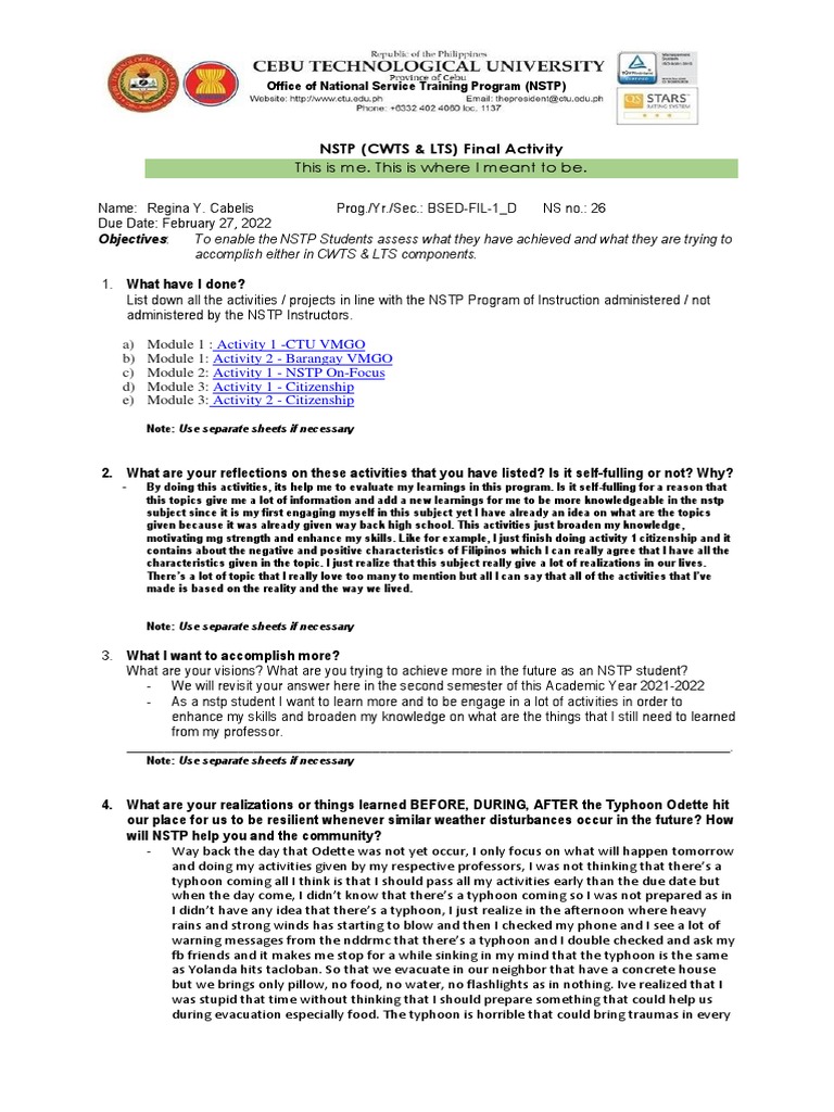 LTS CWTS Final Exam | PDF | Cognition