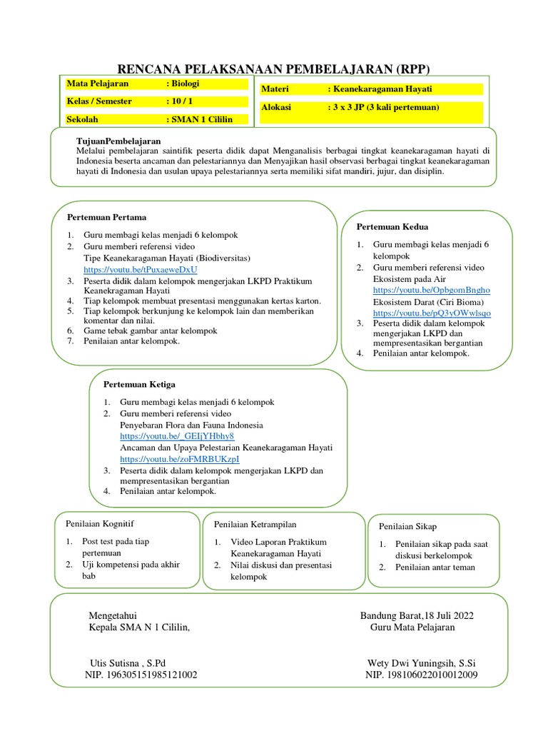 RPP Keanekaragaman Hayati 2022 | PDF
