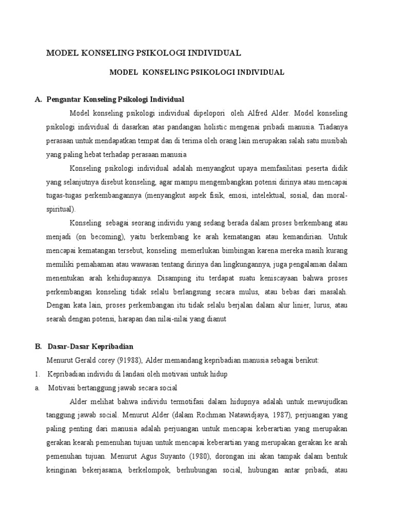 Model Konseling Psikologi Individual | PDF