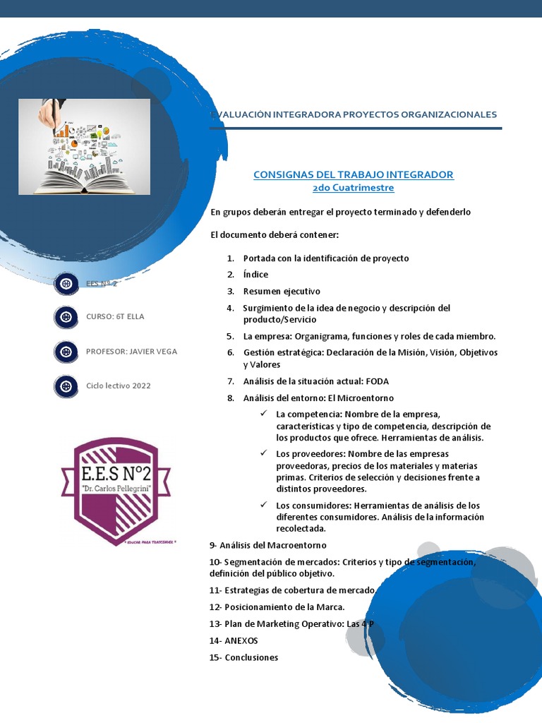 Evaluación Integradora 2do Cuatrimestre Proyectos Organizacionales | PDF | Marketing | Gestión ...