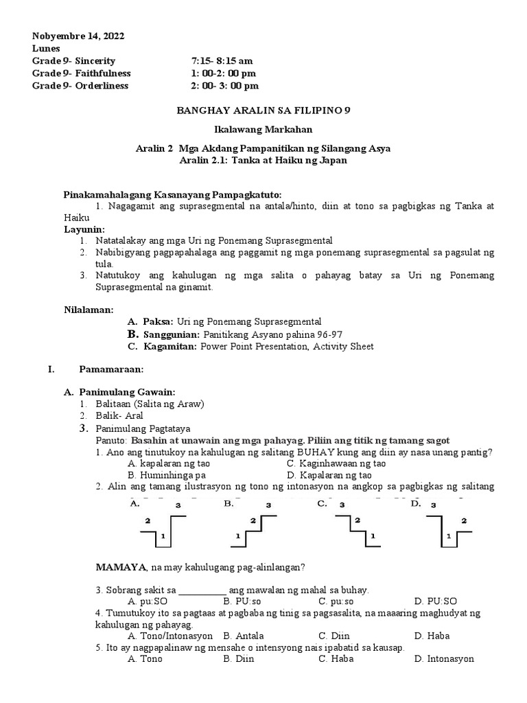 Grade 9 Filipino lessons focus on sincerity, faithfulness and ...