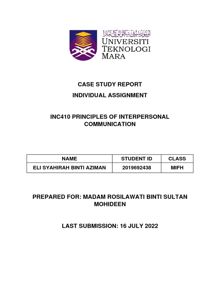 Case Study Eli Syahirah Binti Aziman | PDF