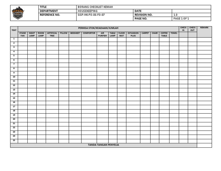 Housekeeping Inventory Checklist | PDF