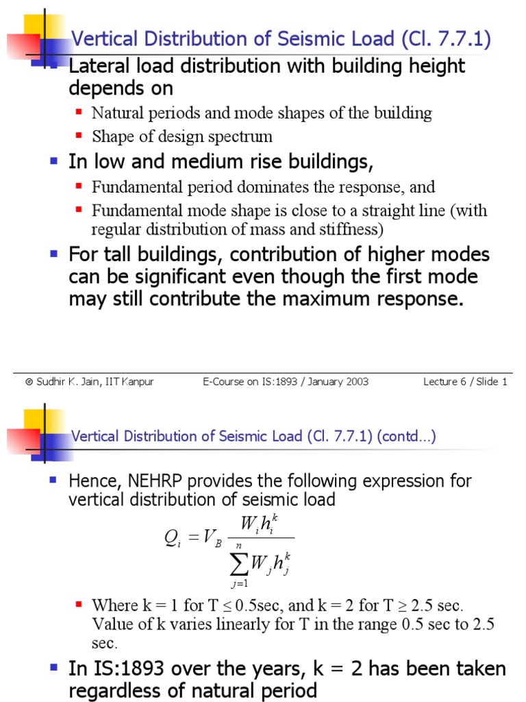 Vertical and Horizontal Distribution of Seismic Loads in Buildings ...