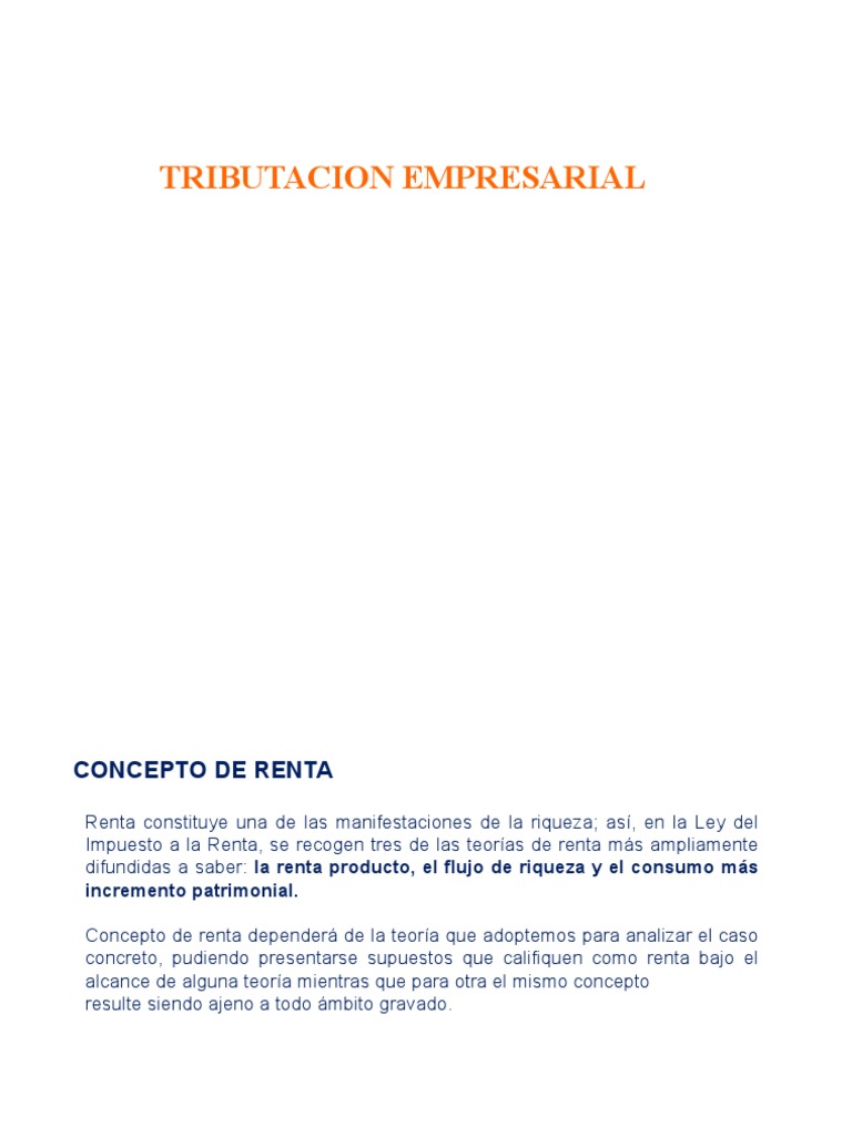 Tributacion Empresarial | PDF | Devengo | Impuesto sobre la renta