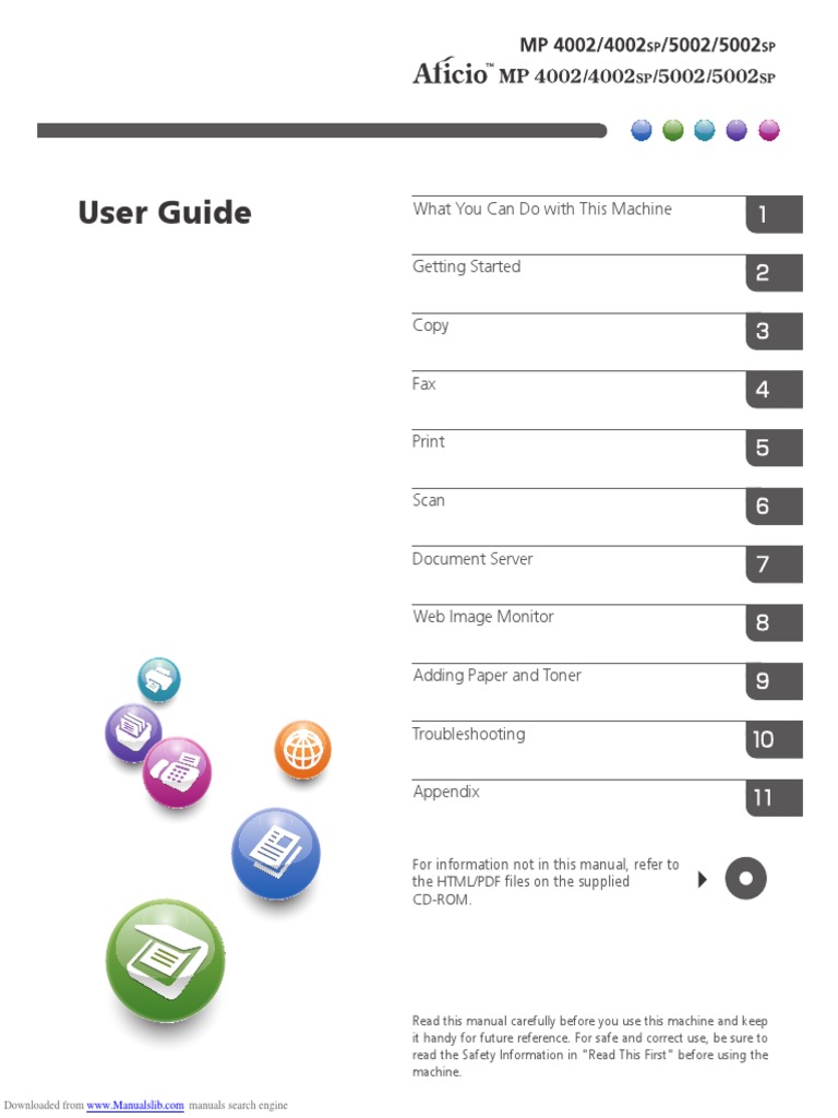 Aficio MP 5002 | PDF | Fax | Image Scanner