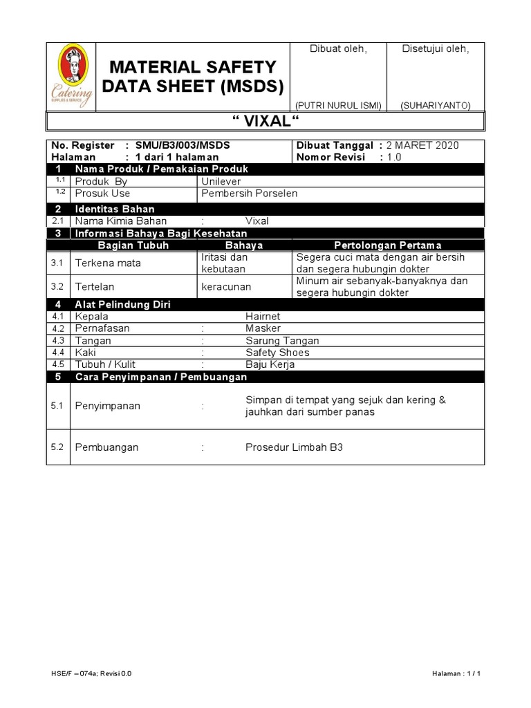 MSDS Vixal V | PDF