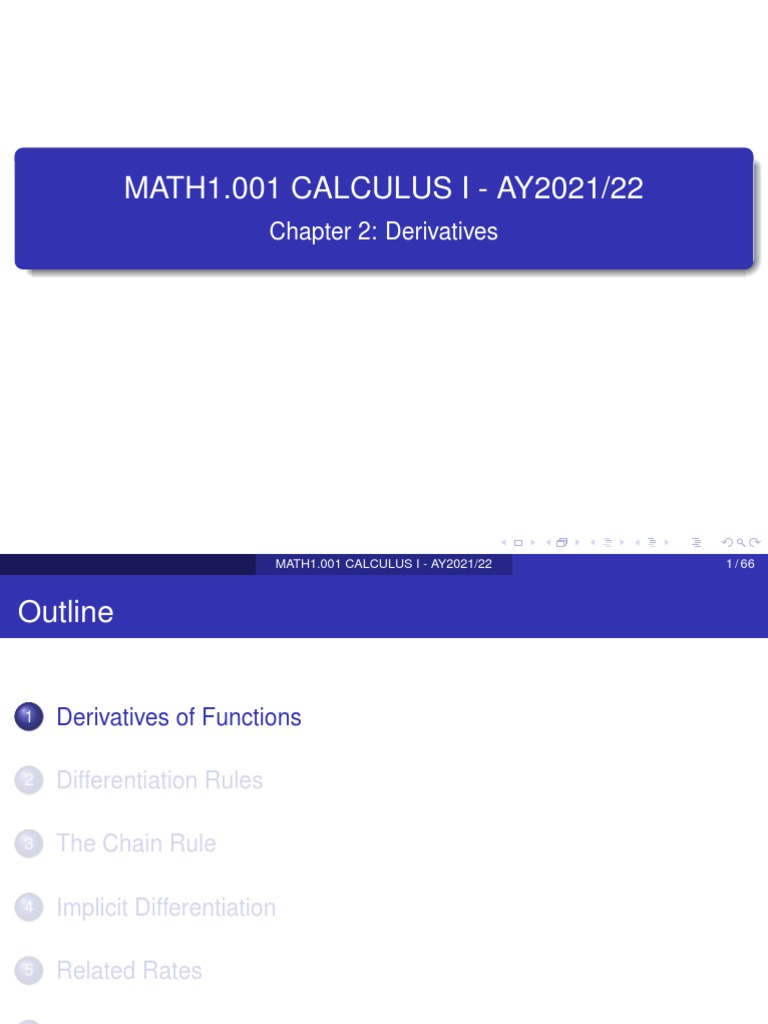 MATH1.001 - Calculus I - Chapter 2 (Handout) | PDF | Derivative | Tangent
