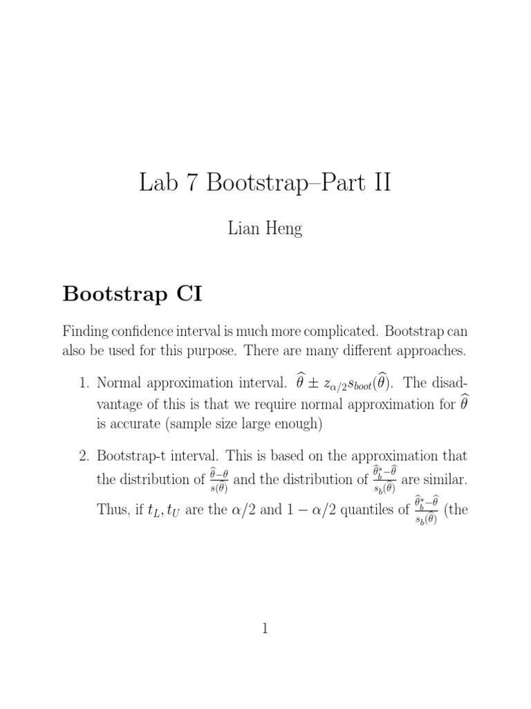 Lab7 Bootstrap Part2 Pdf Bootstrapping Statistics Confidence Interval