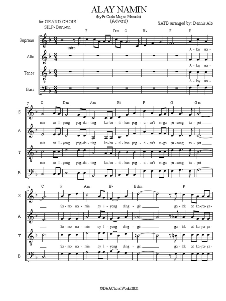 Alay Namin (Advent) SATB by Kuya Dennis Alo | PDF