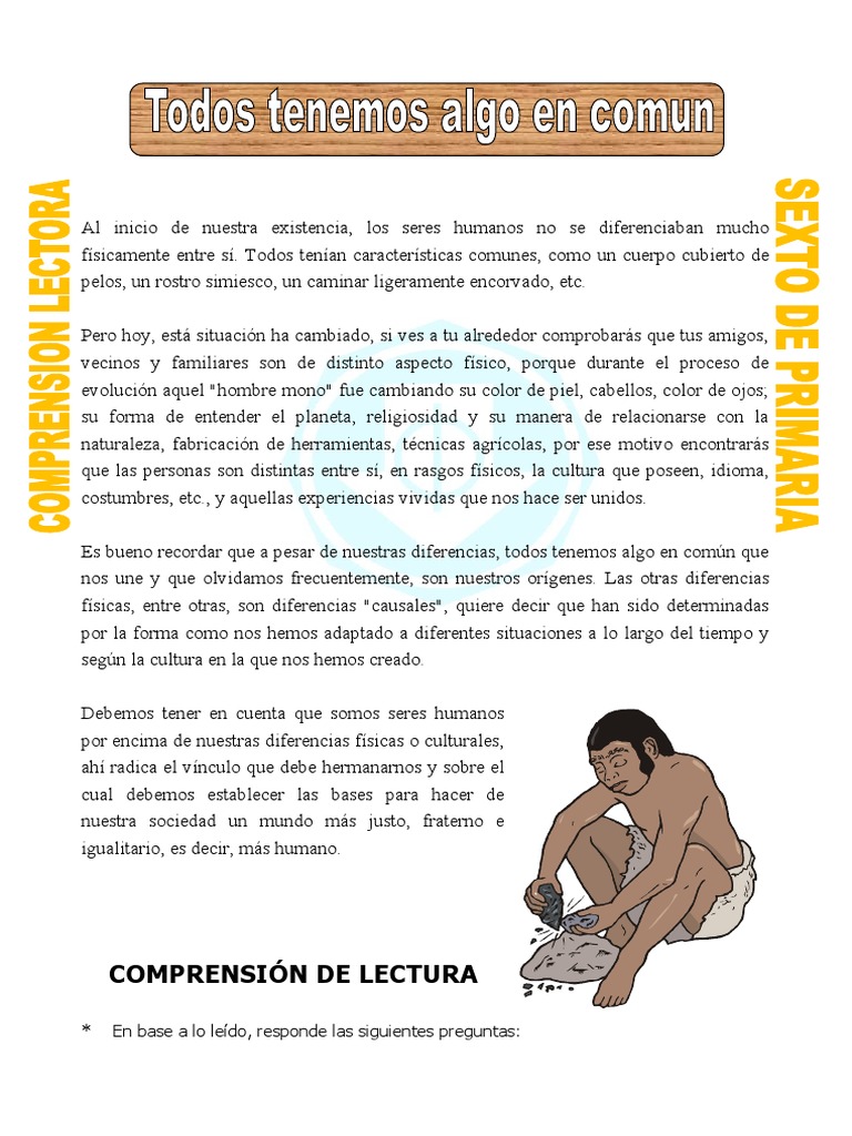 Todos Tenemos Algo en Comun para Sexto de Primaria | PDF