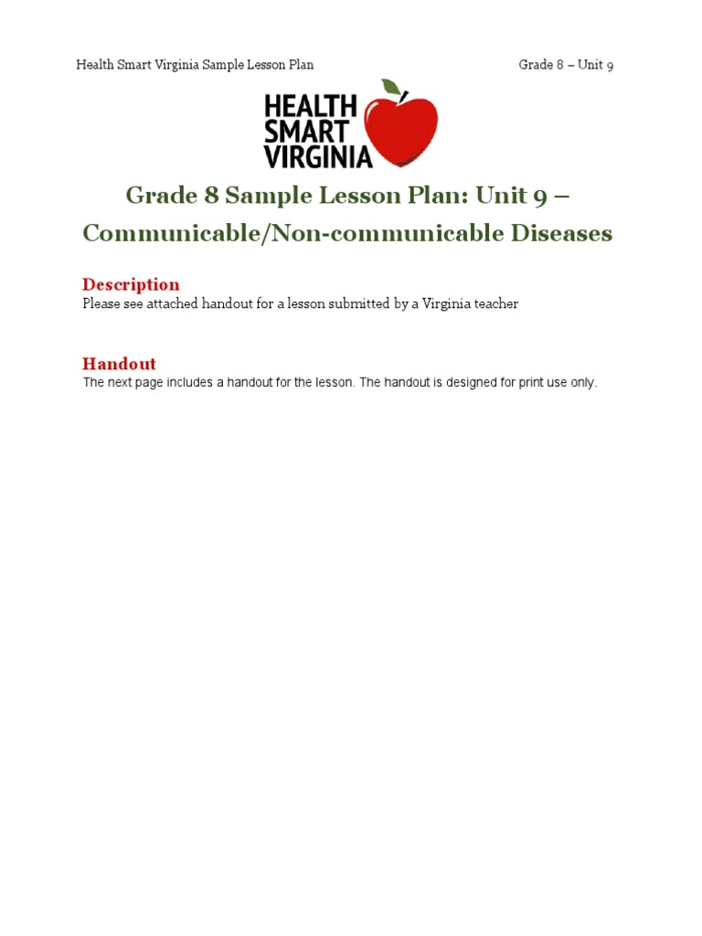 Grade 8 Lesson Plan on Diseases | PDF | Infection | Lesson Plan