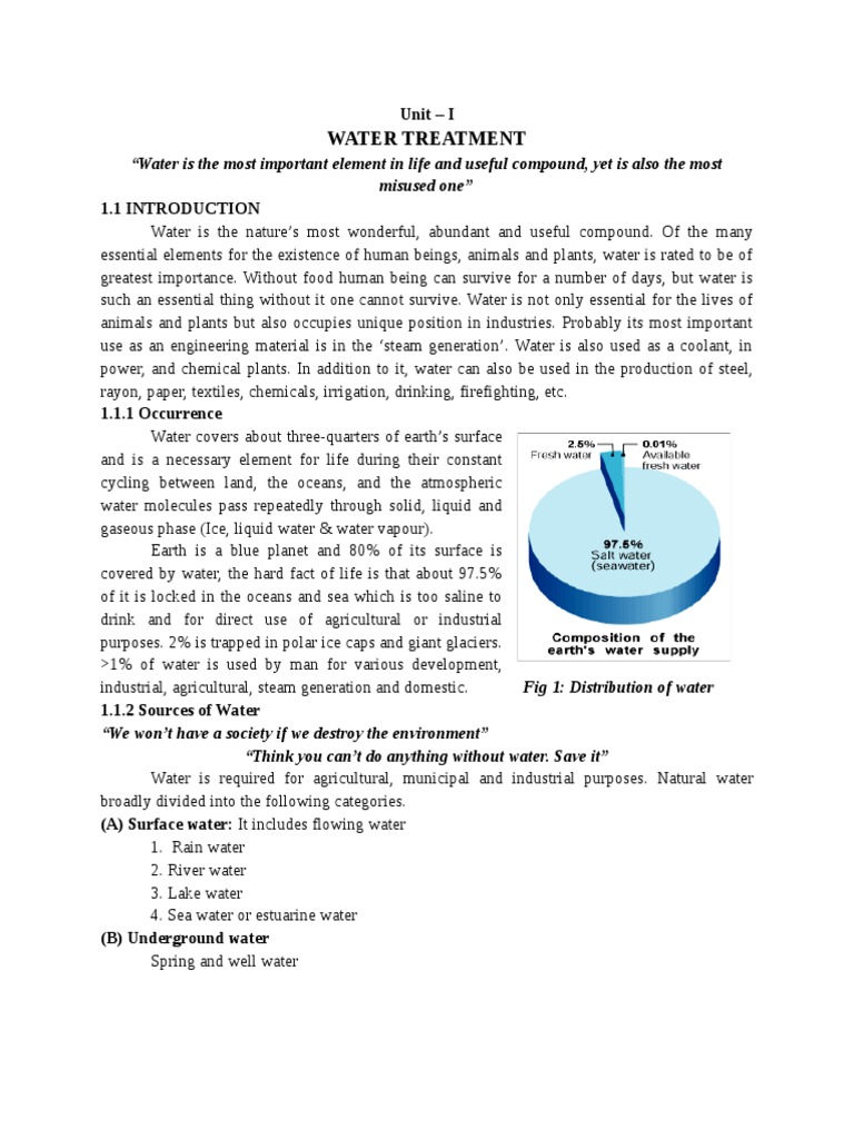 Water Technology Notes - Unit 1 | PDF | Water | Hydroxide