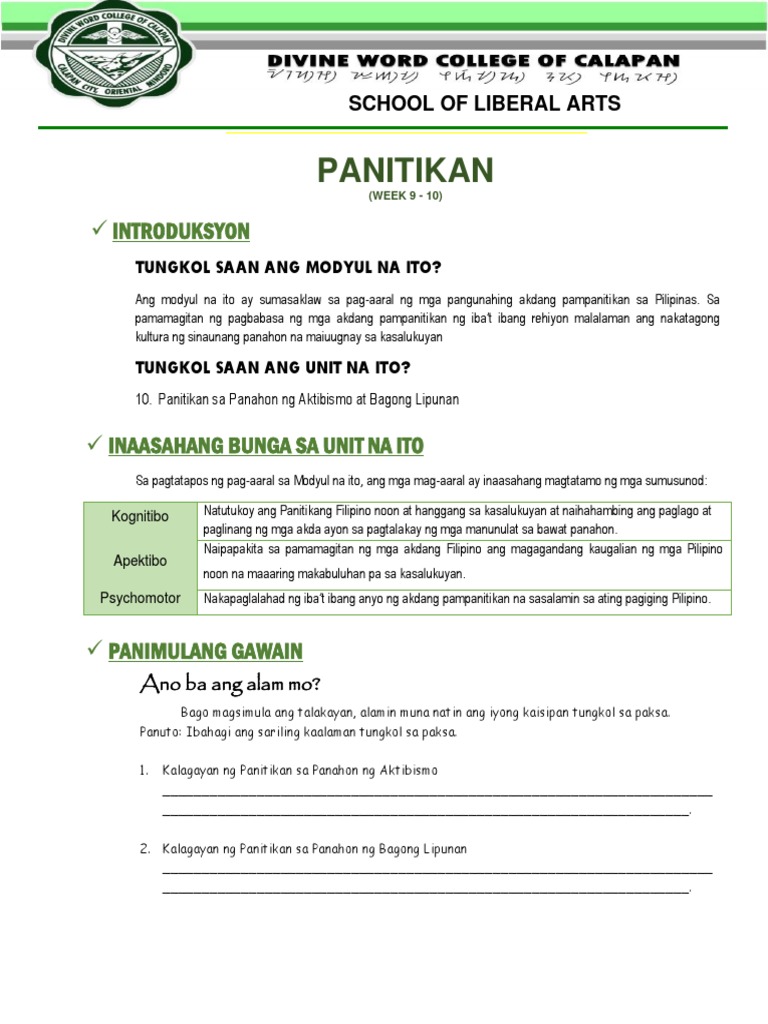 Panitikan Module (Week 9 - 10) | PDF