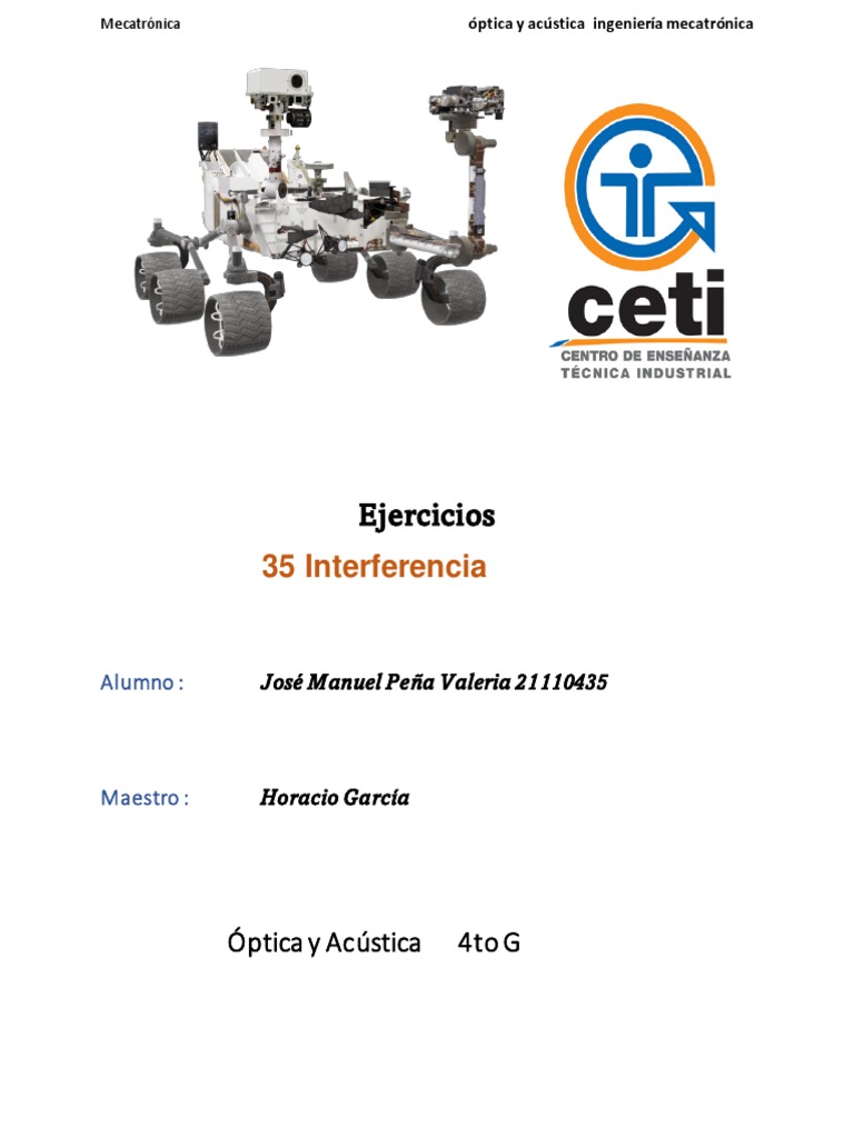 Ejercicios 35 Interferencia - 21110435 | PDF | Ligero | Óptica