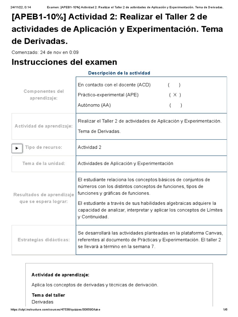 Examen - (APEB1-10%) Actividad 2 - Realizar El Taller 2 de Actividades de Aplicación y ...