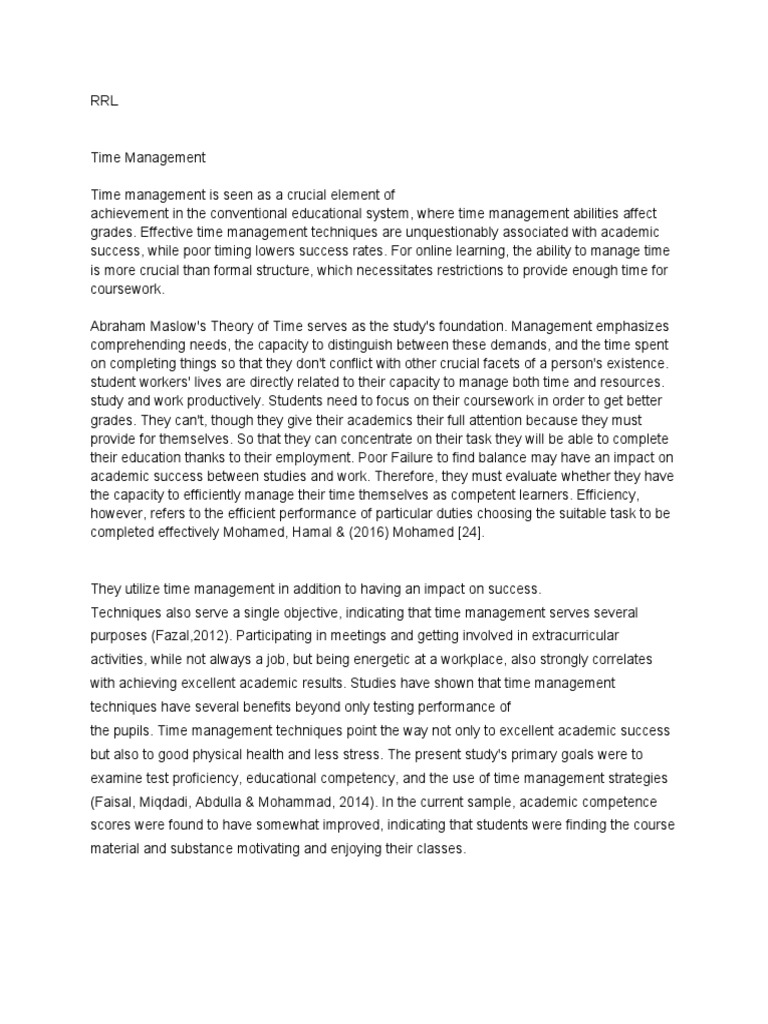 RRL | PDF | Professional Skills | Time Management