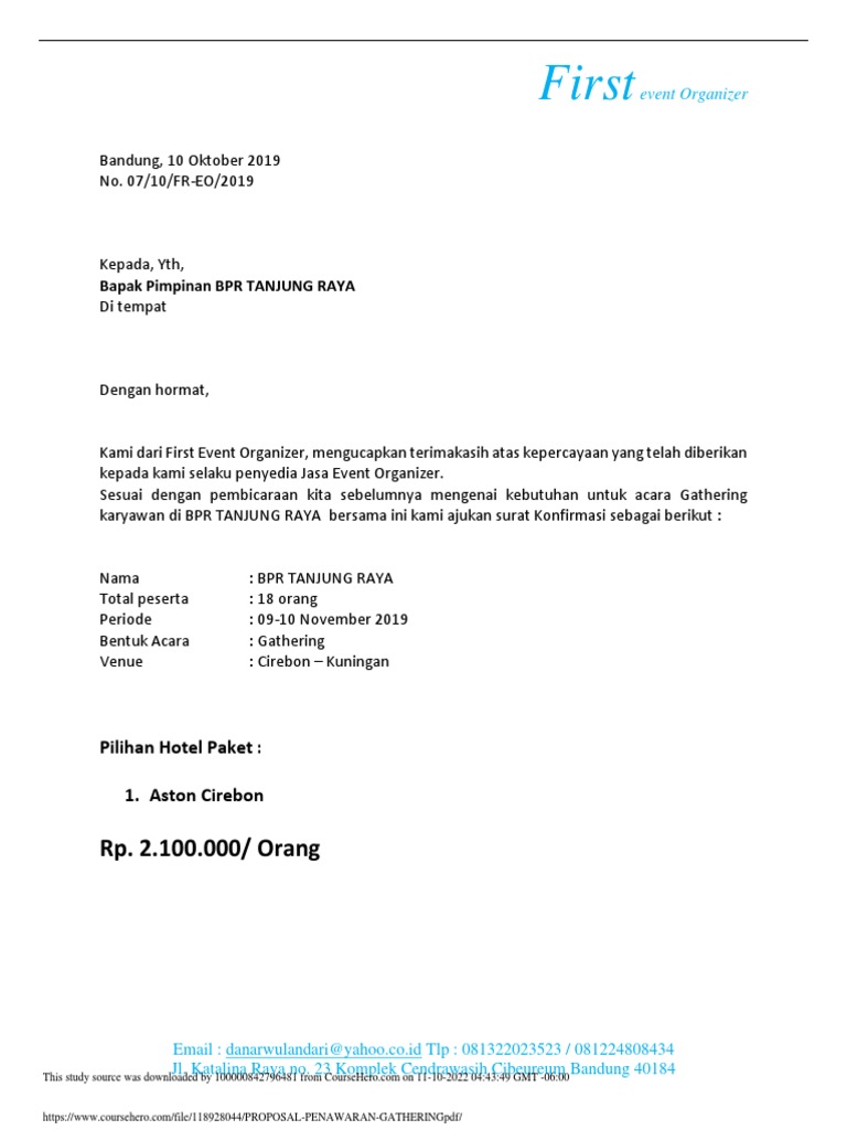 Proposal Penawaran Gathering PDF | PDF