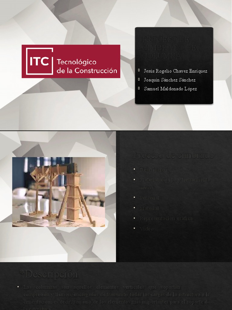 Expo - Proceso de Cimbrado de Columna | PDF | Hormigón | Fundación (Ingeniería)