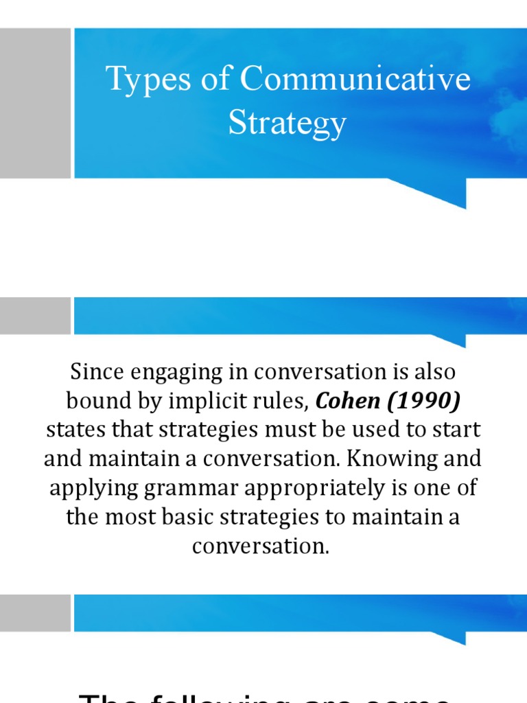 Types of Communicative Strategy (Oral Communication) | PDF