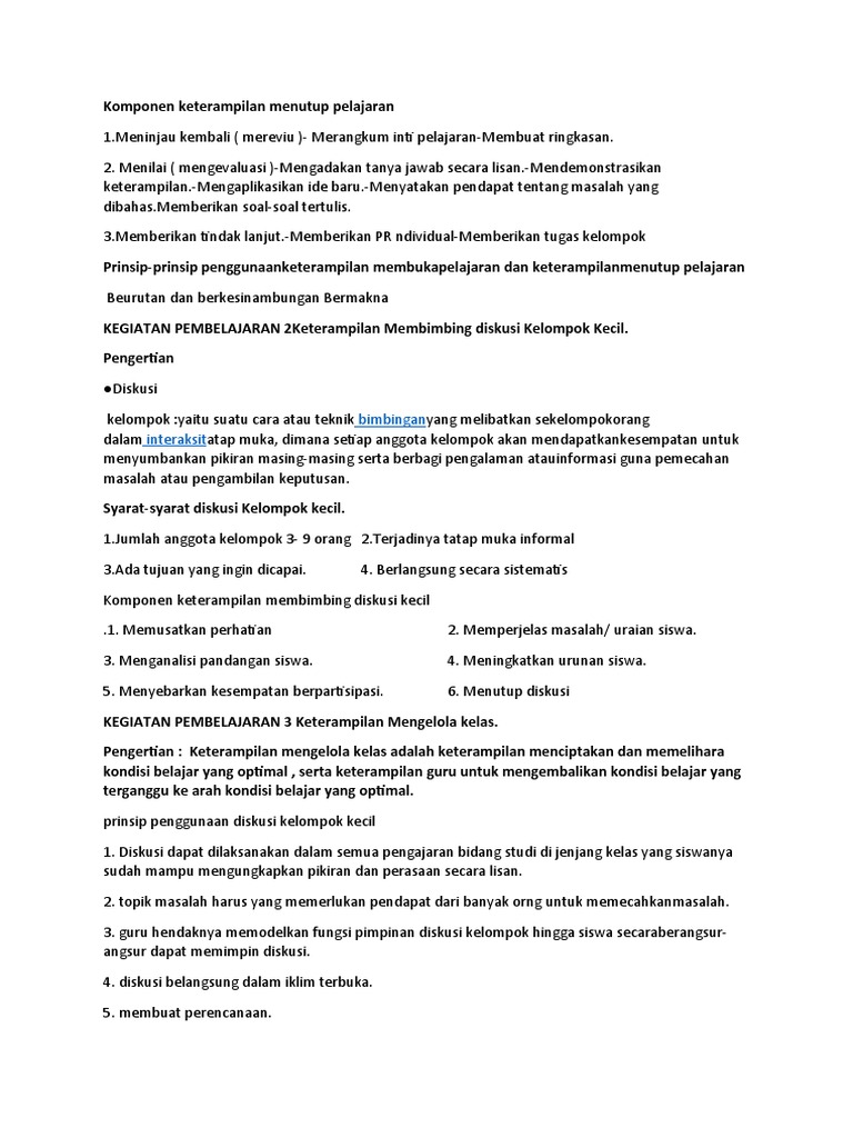 Komponen Keterampilan Menutup Pelajaran | PDF