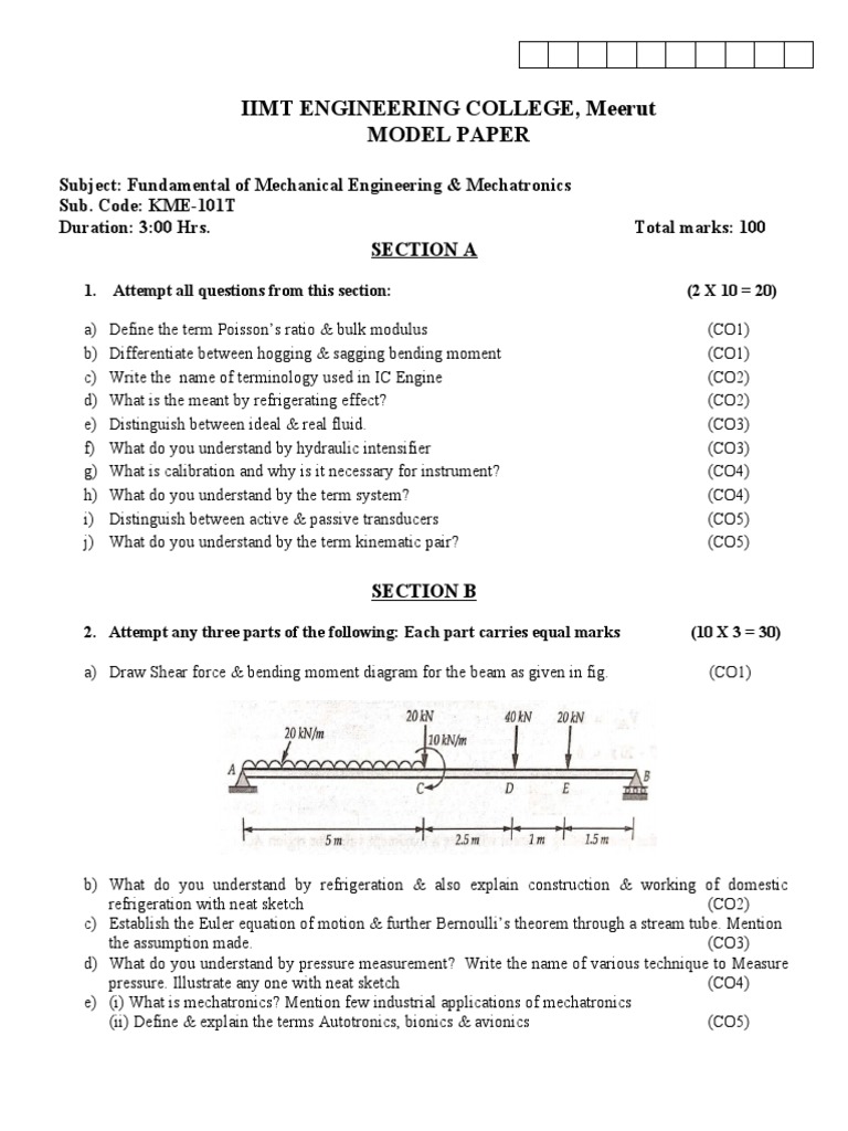 Model Paper - FMEM | PDF | Pressure | Bending