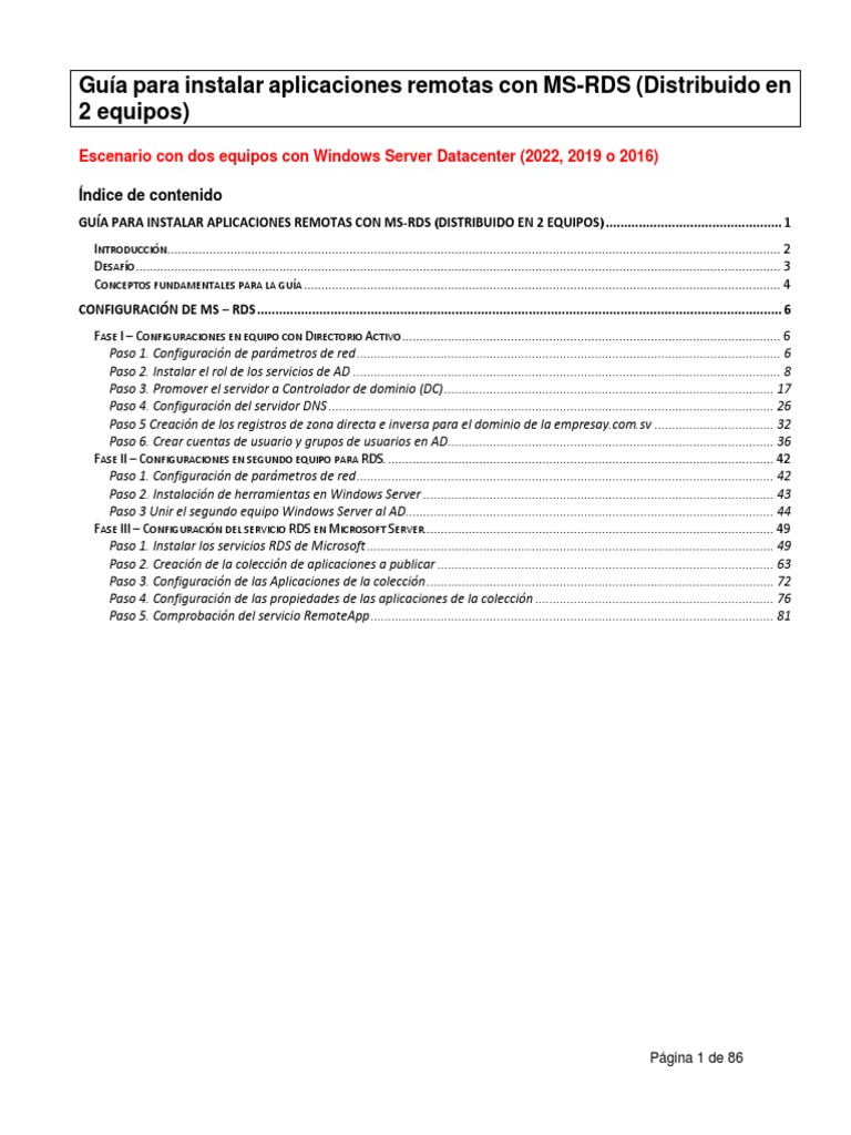 Guia 2-Equipos AD RDS w19 | PDF | Dirección IP | sistema de nombres de dominio