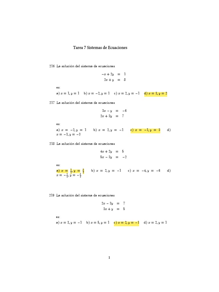 Tarea 7 Sistemas de Ecuaciones | PDF | Álgebra abstracta | Álgebra