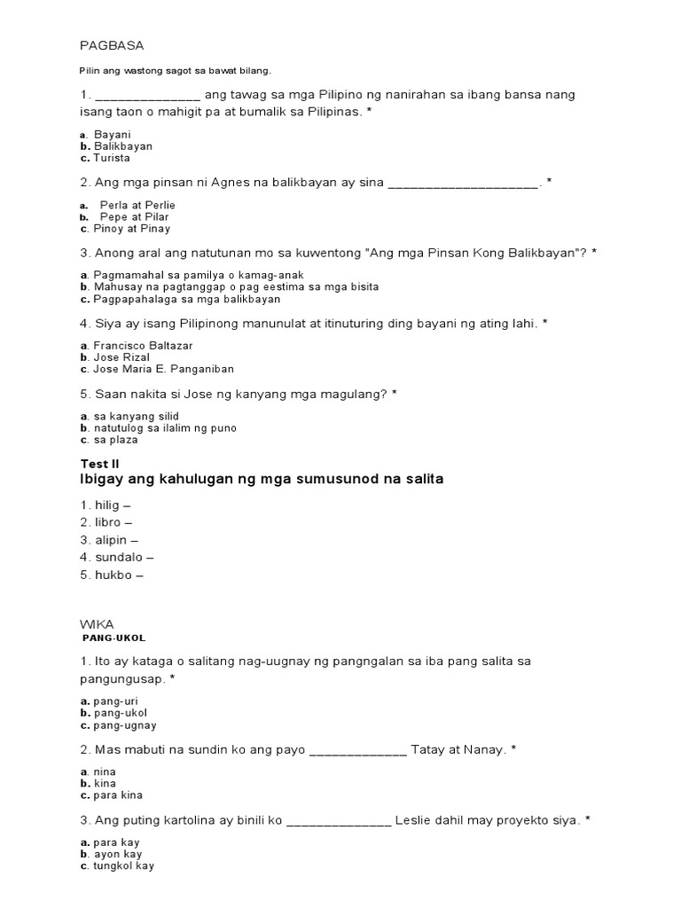 FILIPINO Grade 1 Reviewer | PDF