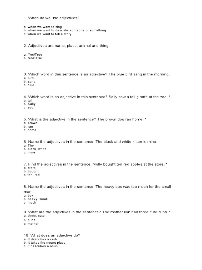 LANGUAGE Grade 1 Reviewer | PDF | Adjective | Linguistics