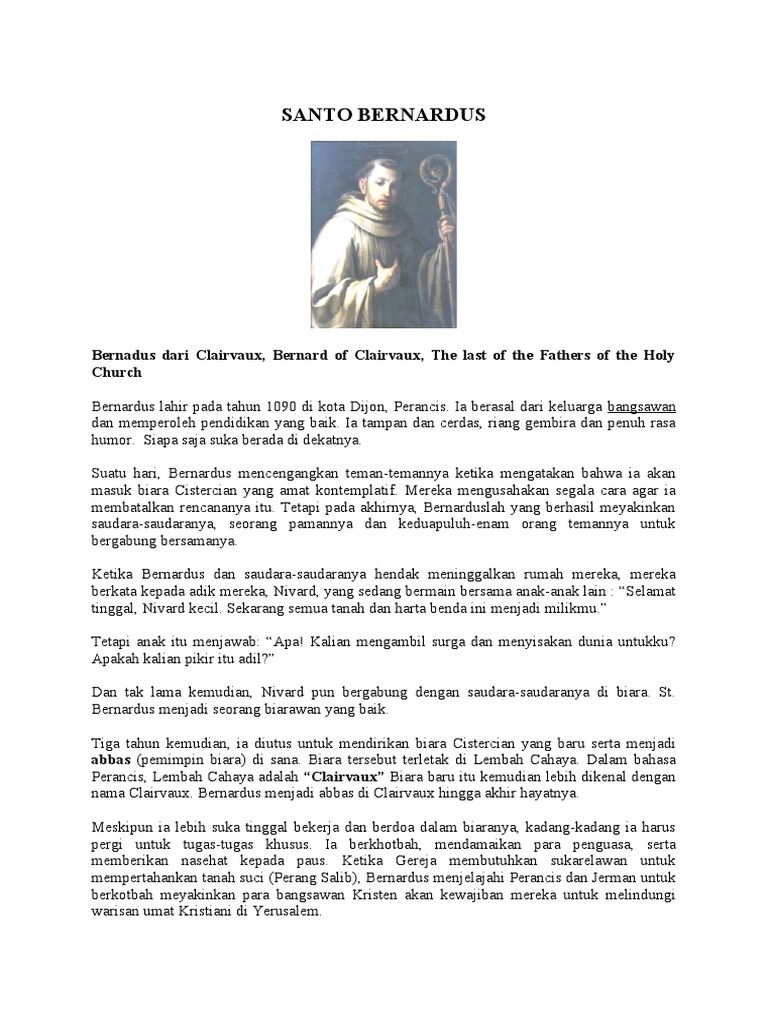 "Bernardus Clairvaux: Biarawan Berpengaruh" | PDF