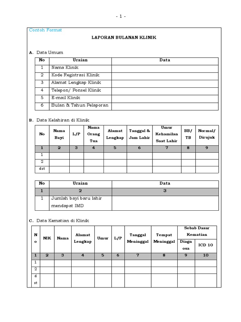 Format Laporan Klinik | PDF