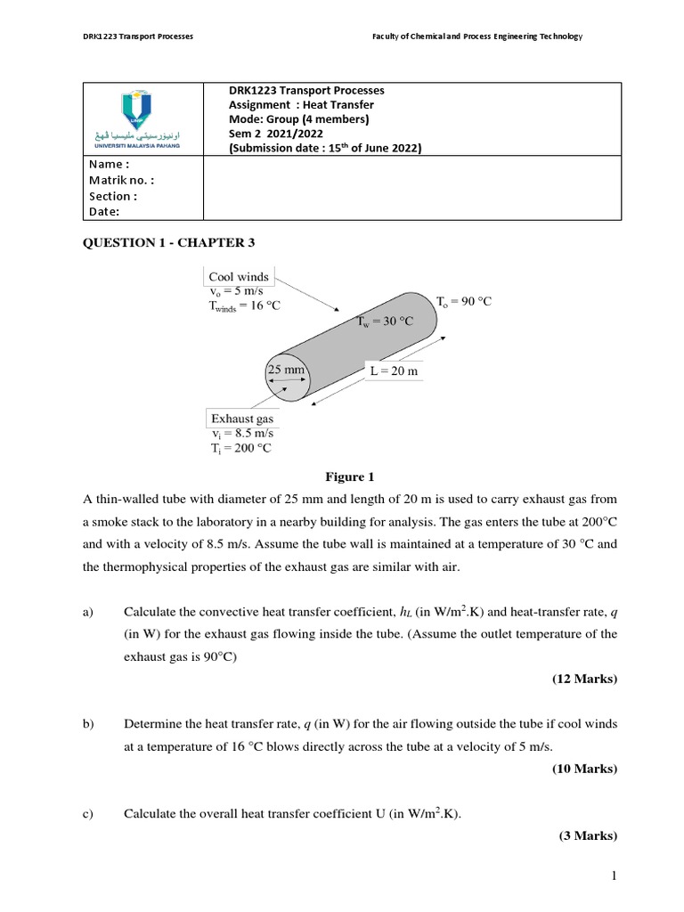DKK1493 Heat Transfer Assignment | PDF | Heat Transfer | Heat