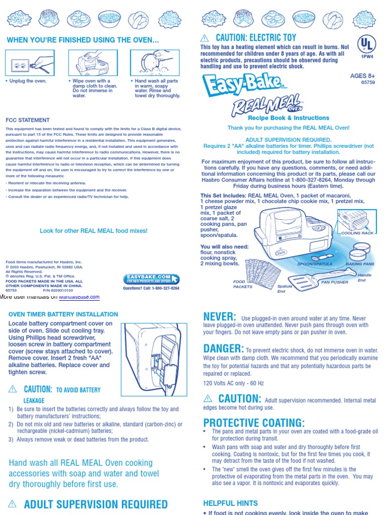 Easy Bake Real Meal Oven 65759 | PDF | Radio | Spoon