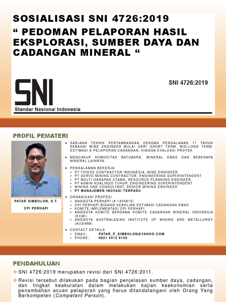 Sosialisasi SNI 4726:2019 Pertambangan | PDF | Bisnis