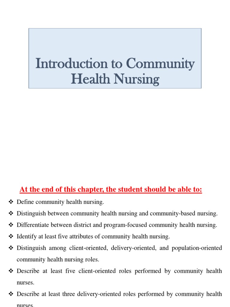 1 Introduction To Community Health Nursing | PDF