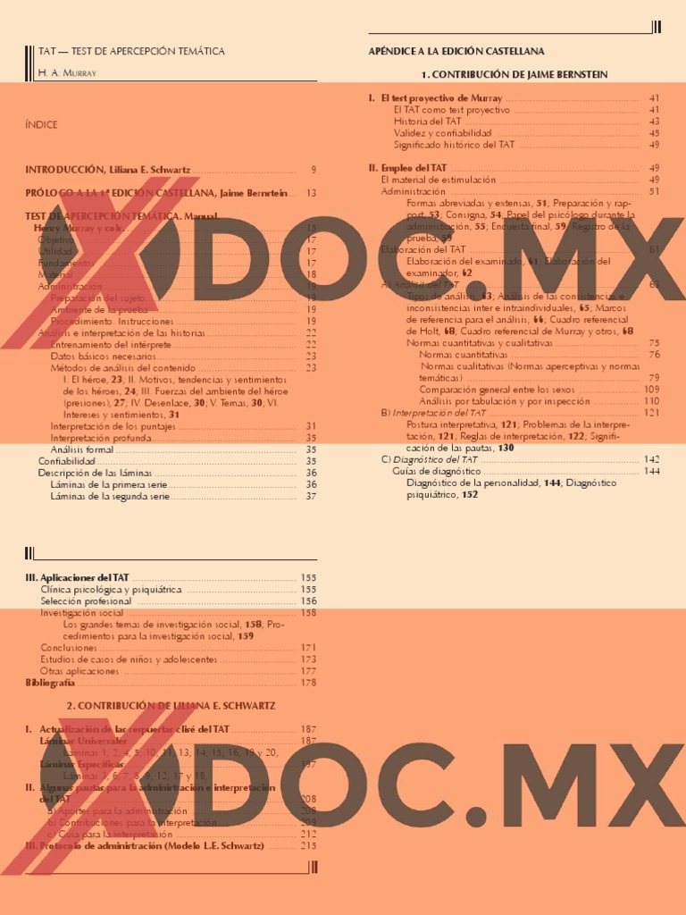 Xdoc - MX Tat Test de Apercepcion Tematica H A Murray Indice | PDF ...