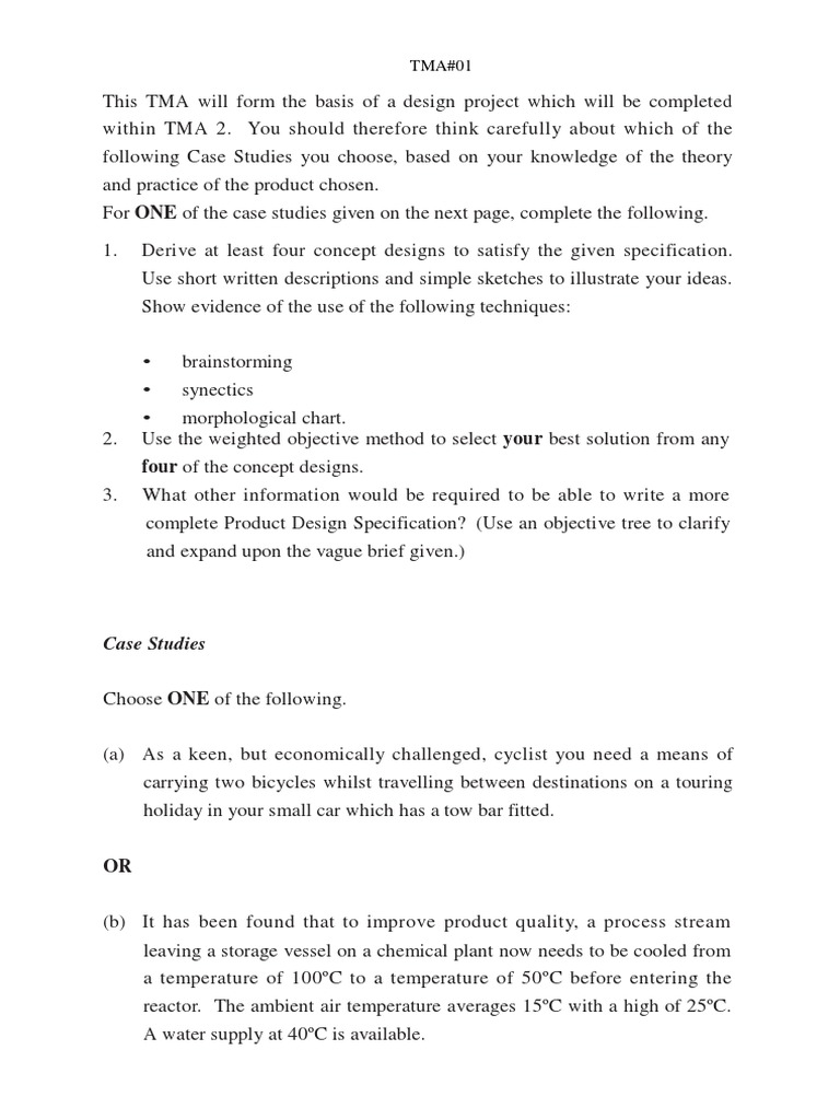 (Use An Objective Tree To Clarify. Case Studies. Choose ONE of The ...