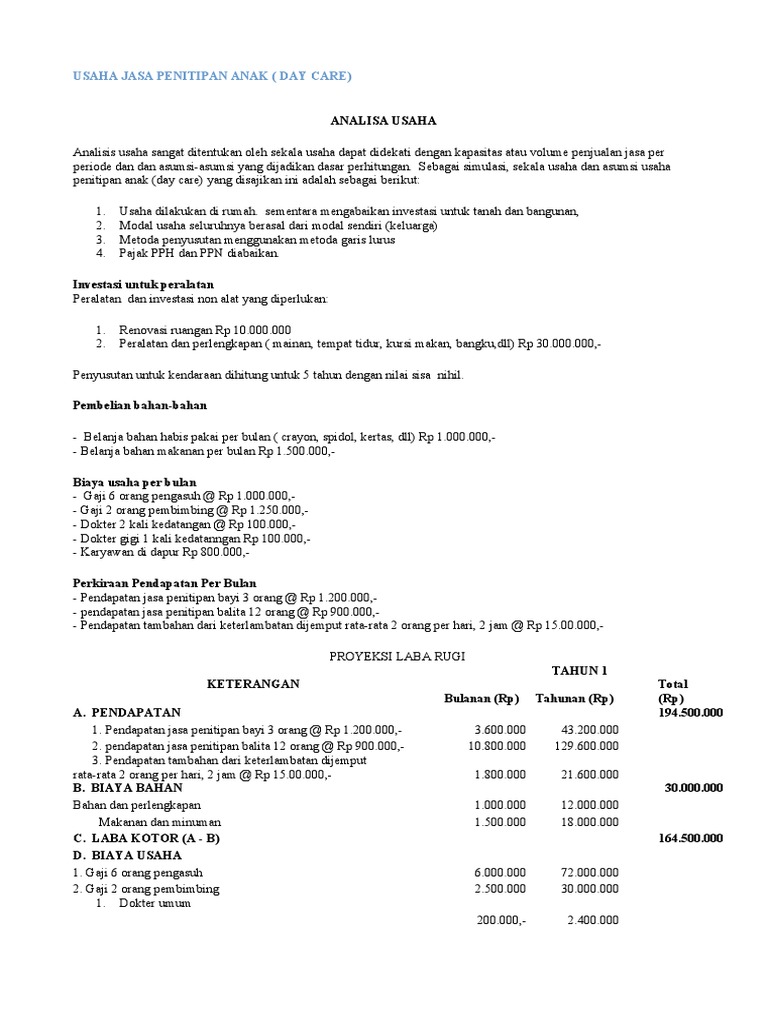 Usaha Jasa Penitipan Anak | PDF Usaha Jasa Penitipan Anak | PDF