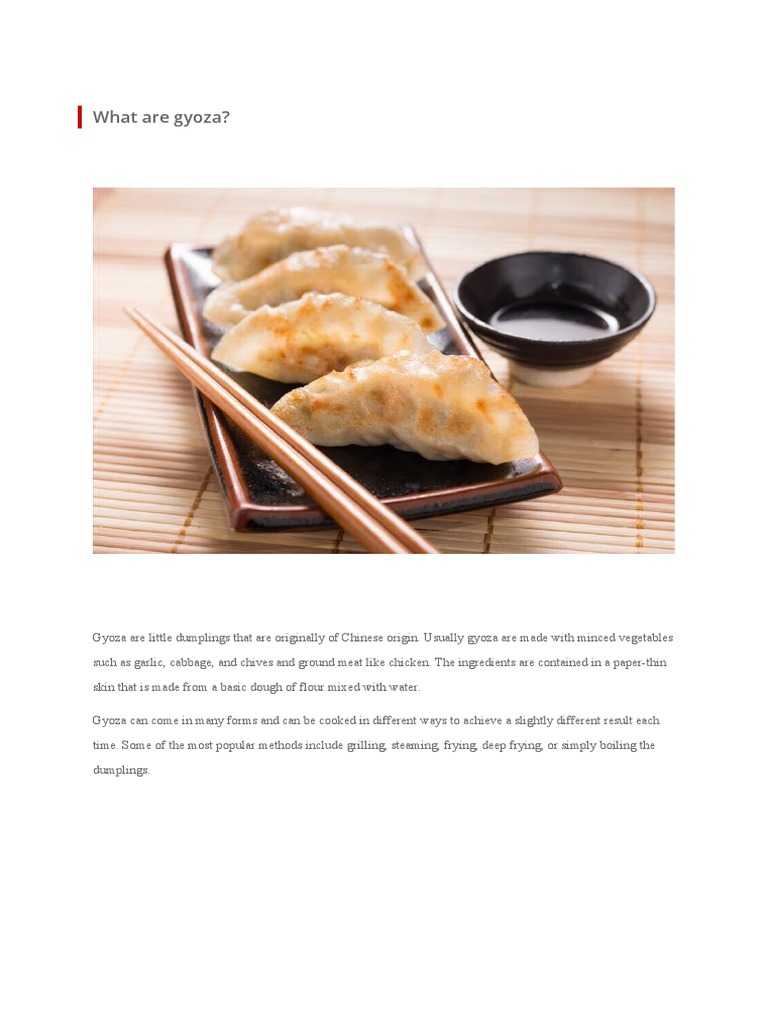 Sejarah dan Variasi Gyoza | PDF | Olahraga & Rekreasi | Kesehatan Holistik