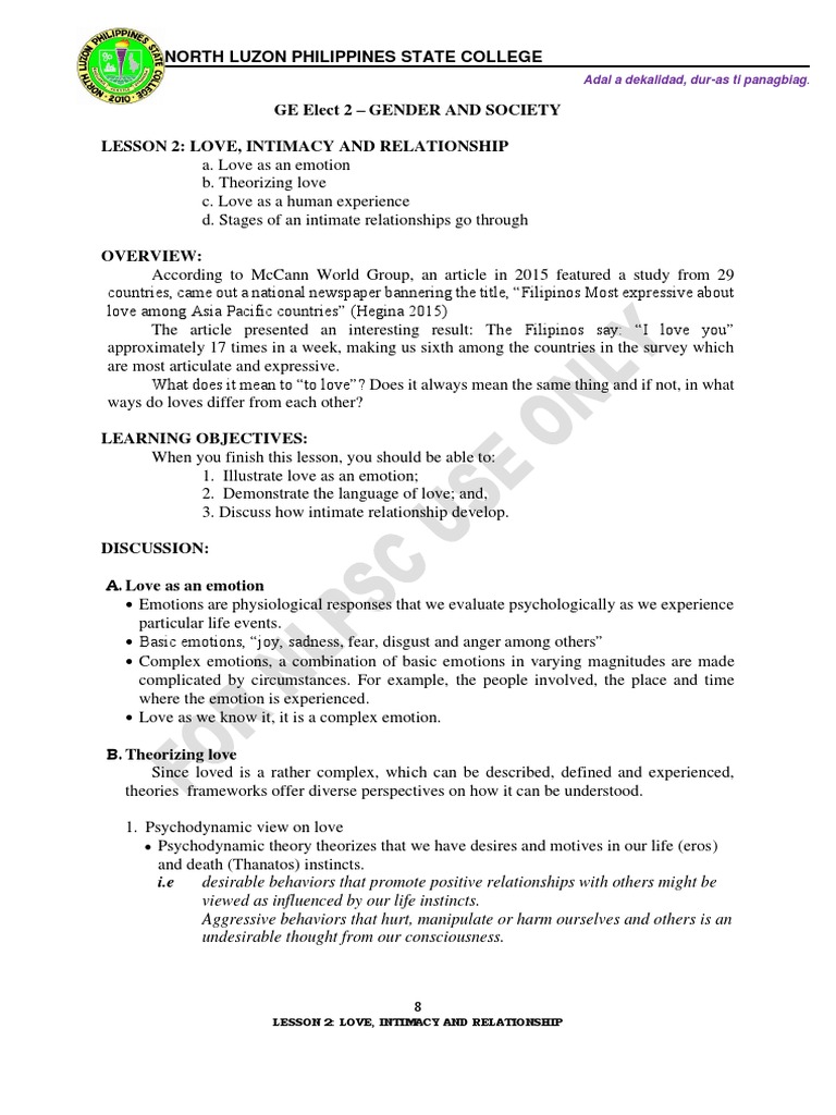 Stages of Intimate Relationships | PDF | Love | Emotions