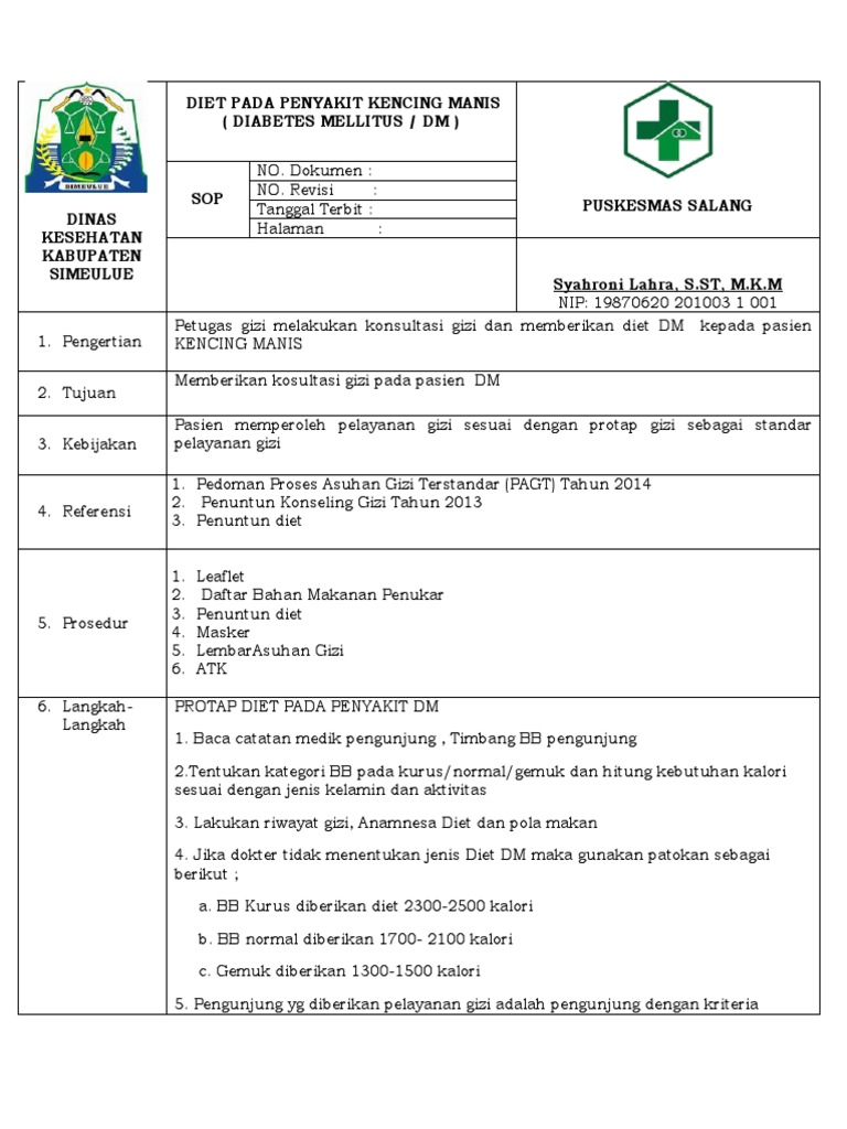 Sop Diet DM | PDF | Kesehatan Holistik