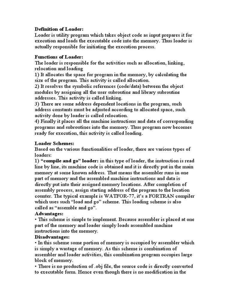 Definition of Loader | PDF | Computers