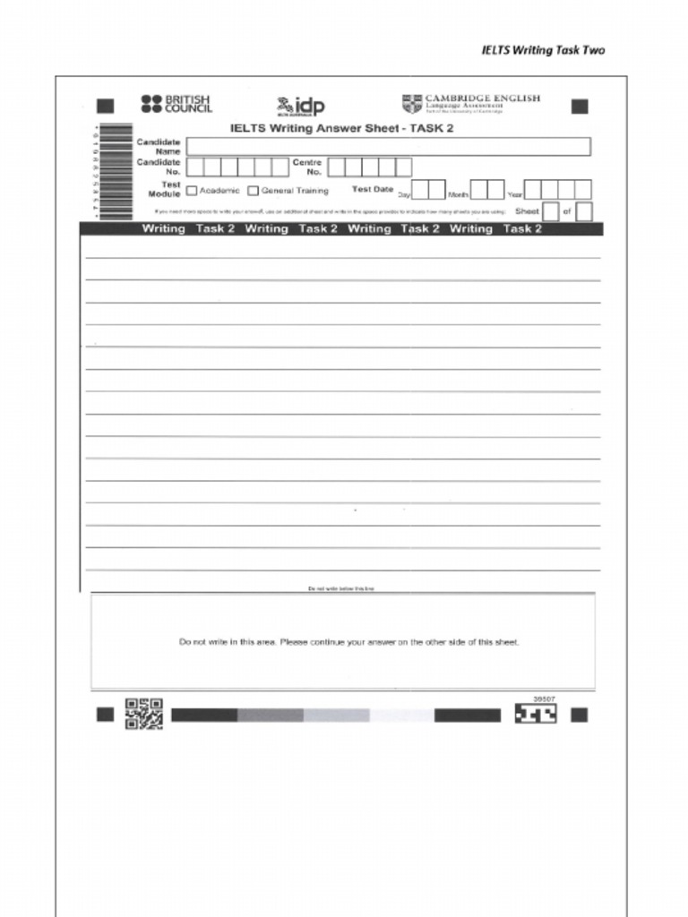 7 Answer Sheet - Writing | PDF